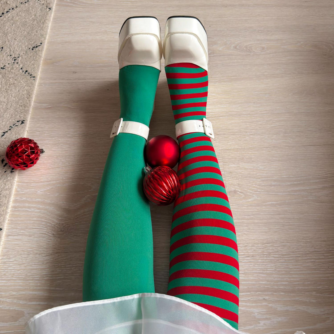 Duo Elf Mismatched Christmas Tights | Snag