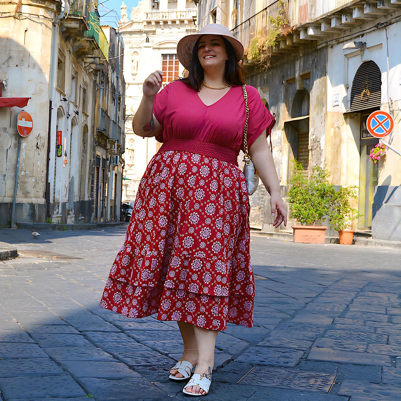 Broderie Anglaise Midi Dress - Blood Red – Snag