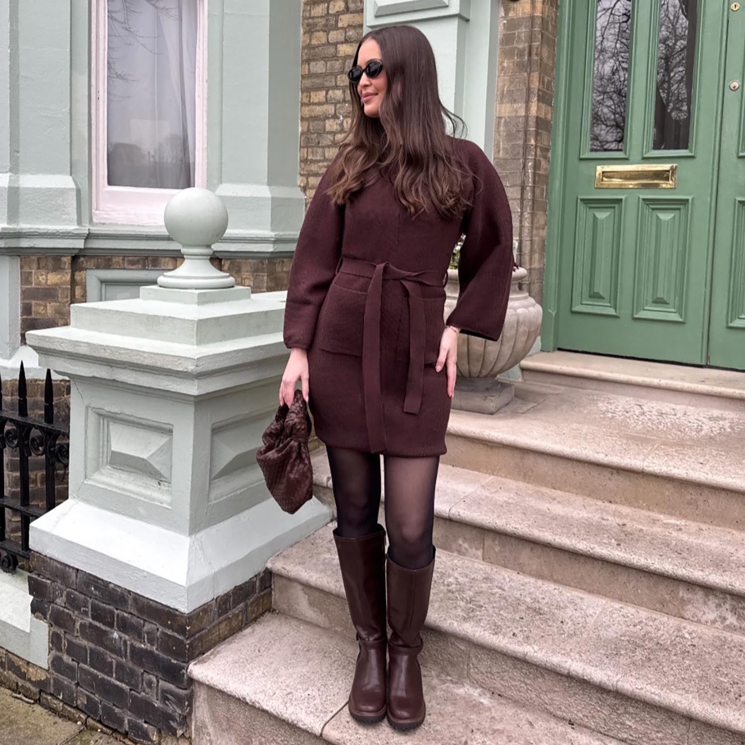 Mini Knitted Cocoon Dress in Hot Chocolate | Cloud Knit – Snag