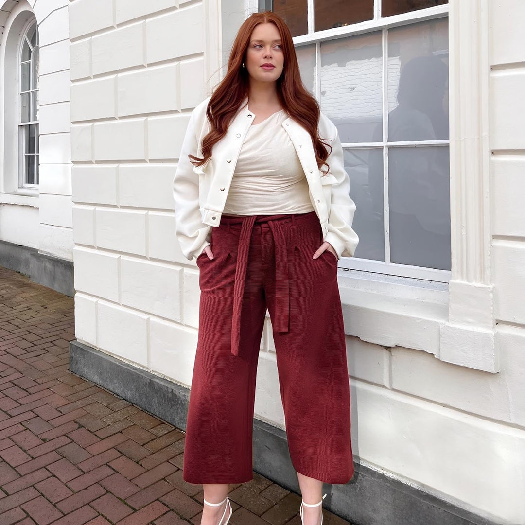 Ottoman Wide Leg Tailored Trousers - Cinnamon - Tights & Clothes In ...