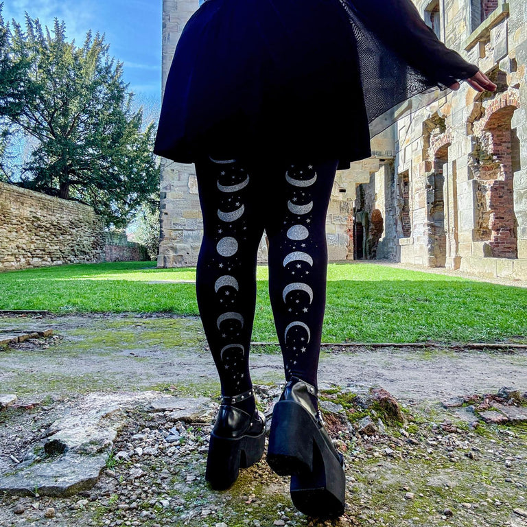 80 Denier Moon Phases Opaque Tights | Alternative Fashion – Snag