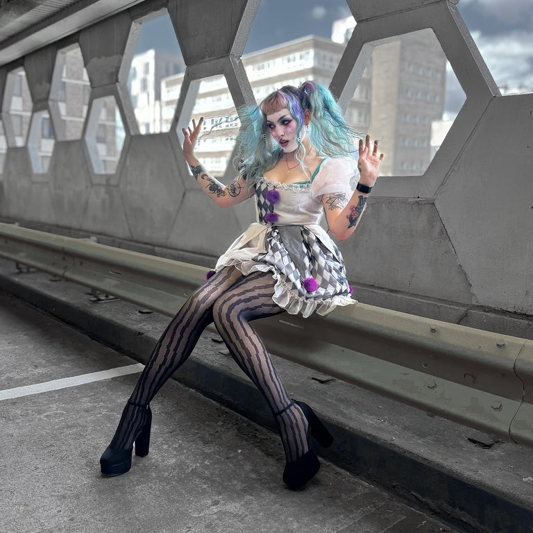 Hellbent Tights | Glitch Stripe Goth Tights | Snag