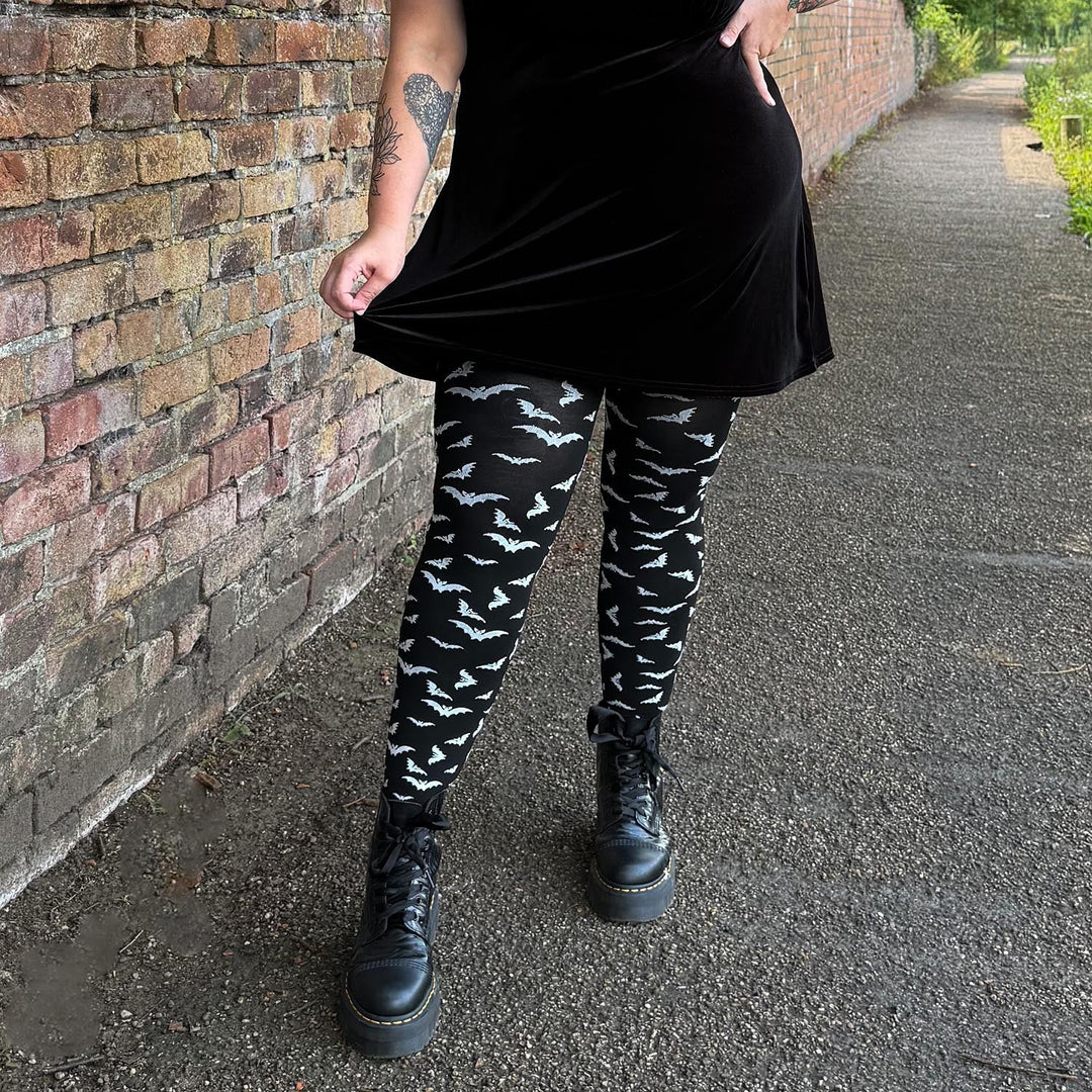 Black And White Bat Tights - Dark Night - Snag