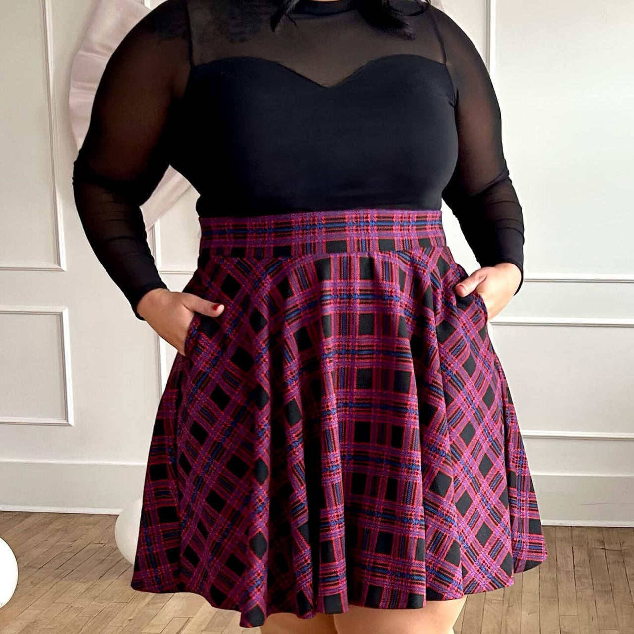Ember Plaid Flare Skirt | Red Tartan Skater Skirt | Snag