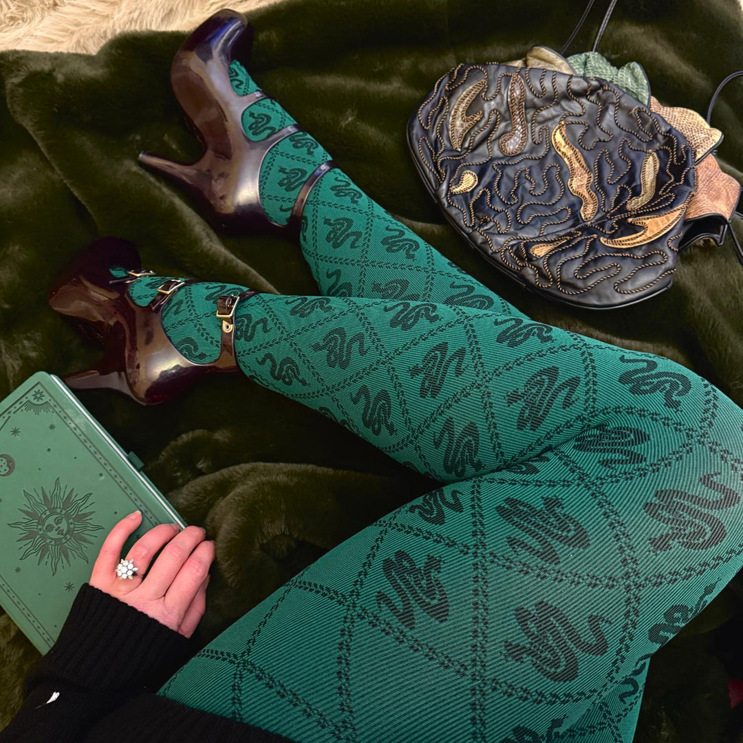 Corra Snake Print Tights | Foliage 80 Denier Tights – Snag