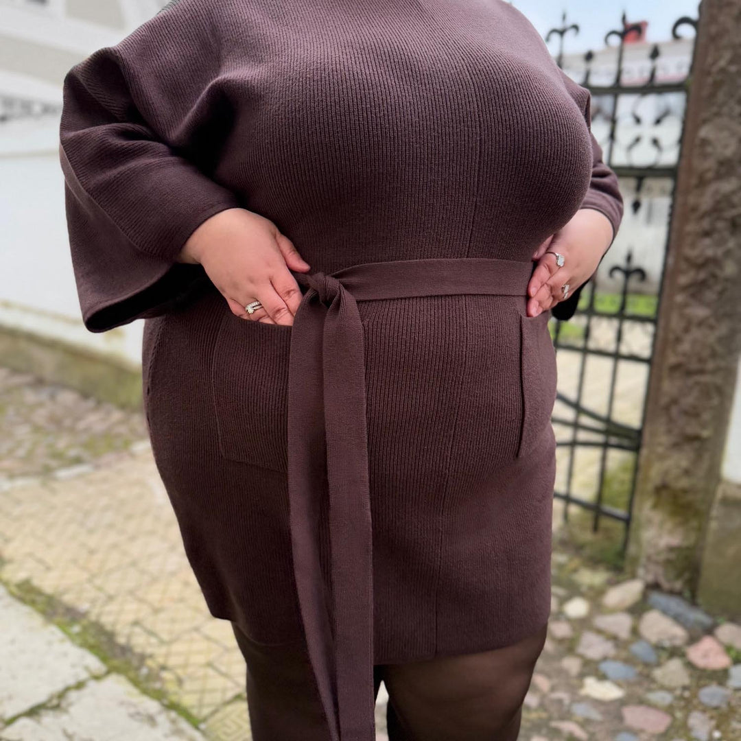 Mini Knitted Cocoon Dress in Hot Chocolate | Cloud Knit – Snag