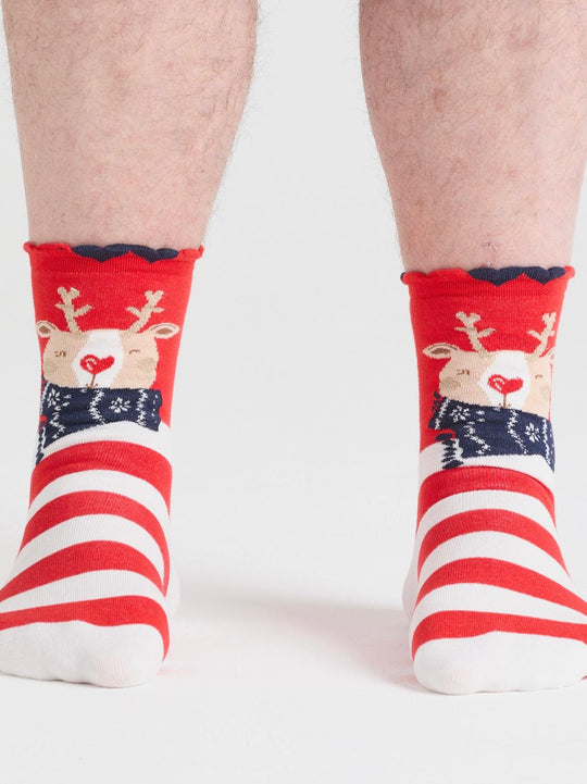 Reindeer Cotton Socks | Festive Christmas Sparkle | Snag