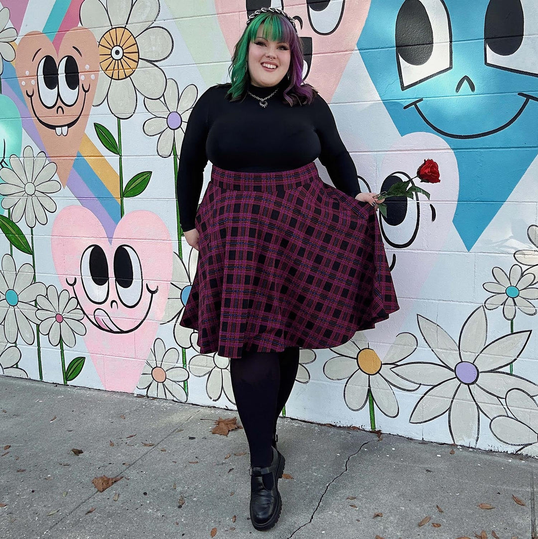 Ember Plaid Flare Skirt | Red Tartan Skater Skirt | Snag