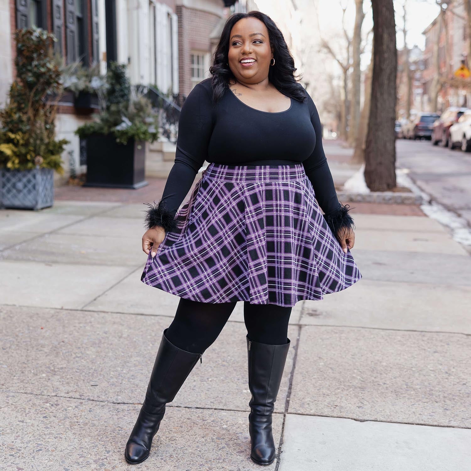 Moorland Plaid Mini Skirt | High Waisted Skater Skirt | Snag