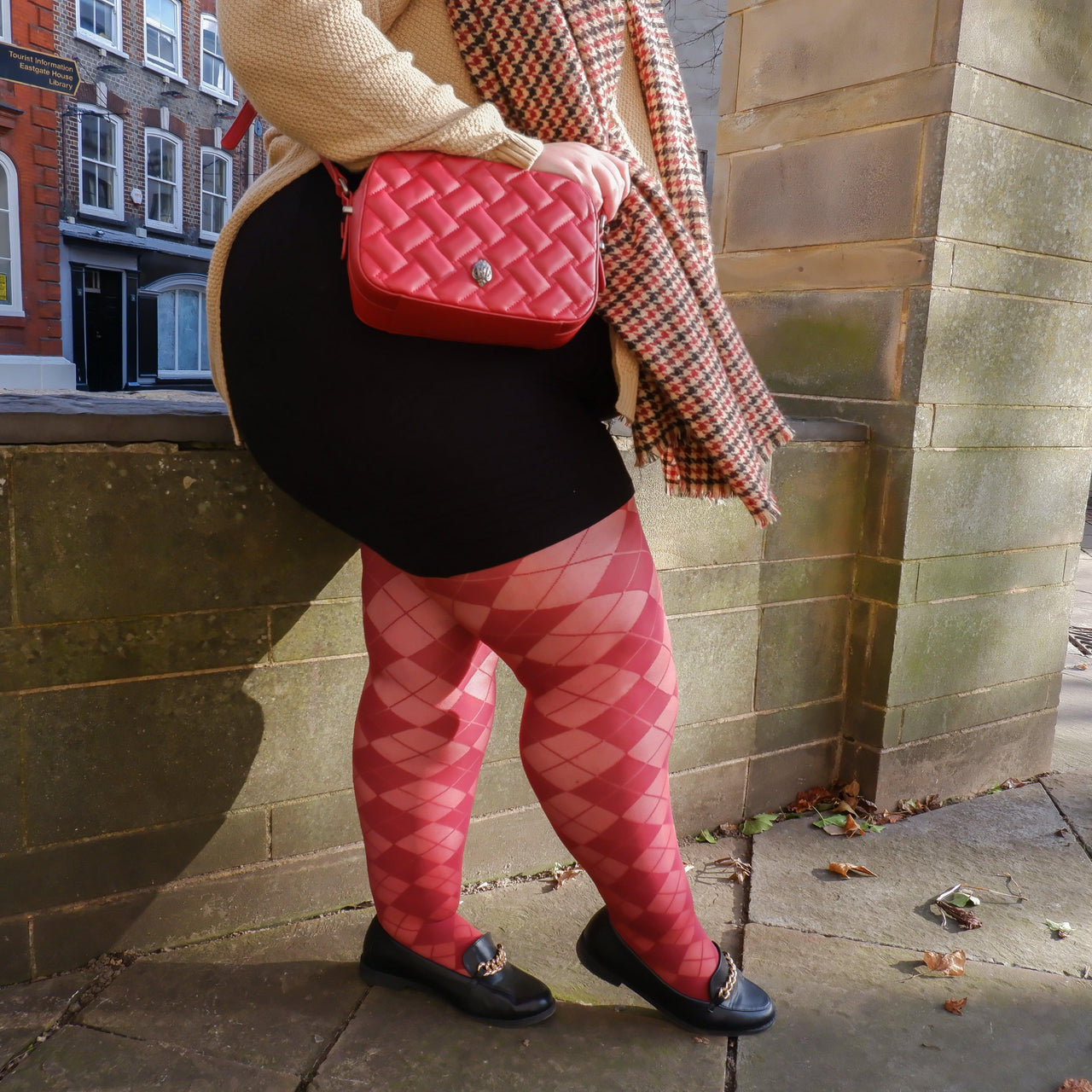 Burgundy Patterned Coloured Tights | Snag